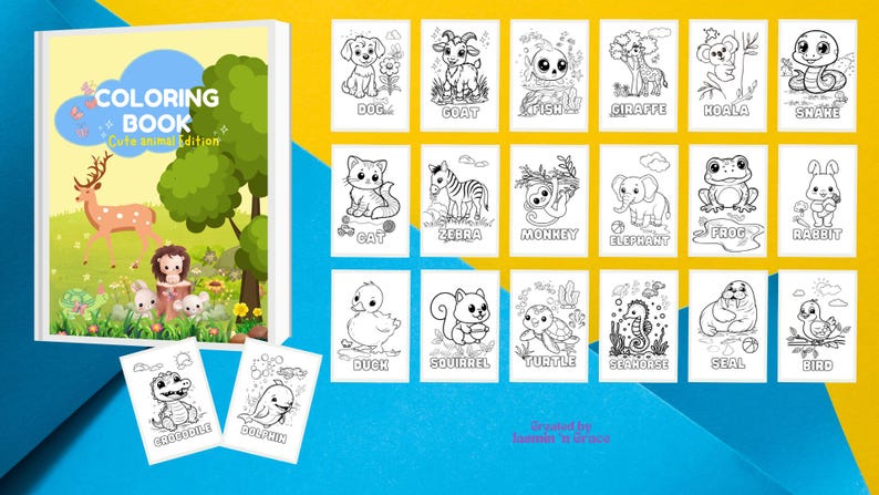 20 Cute Animals Coloring Pages for Kids | Animal Coloring Pages | Kids ...