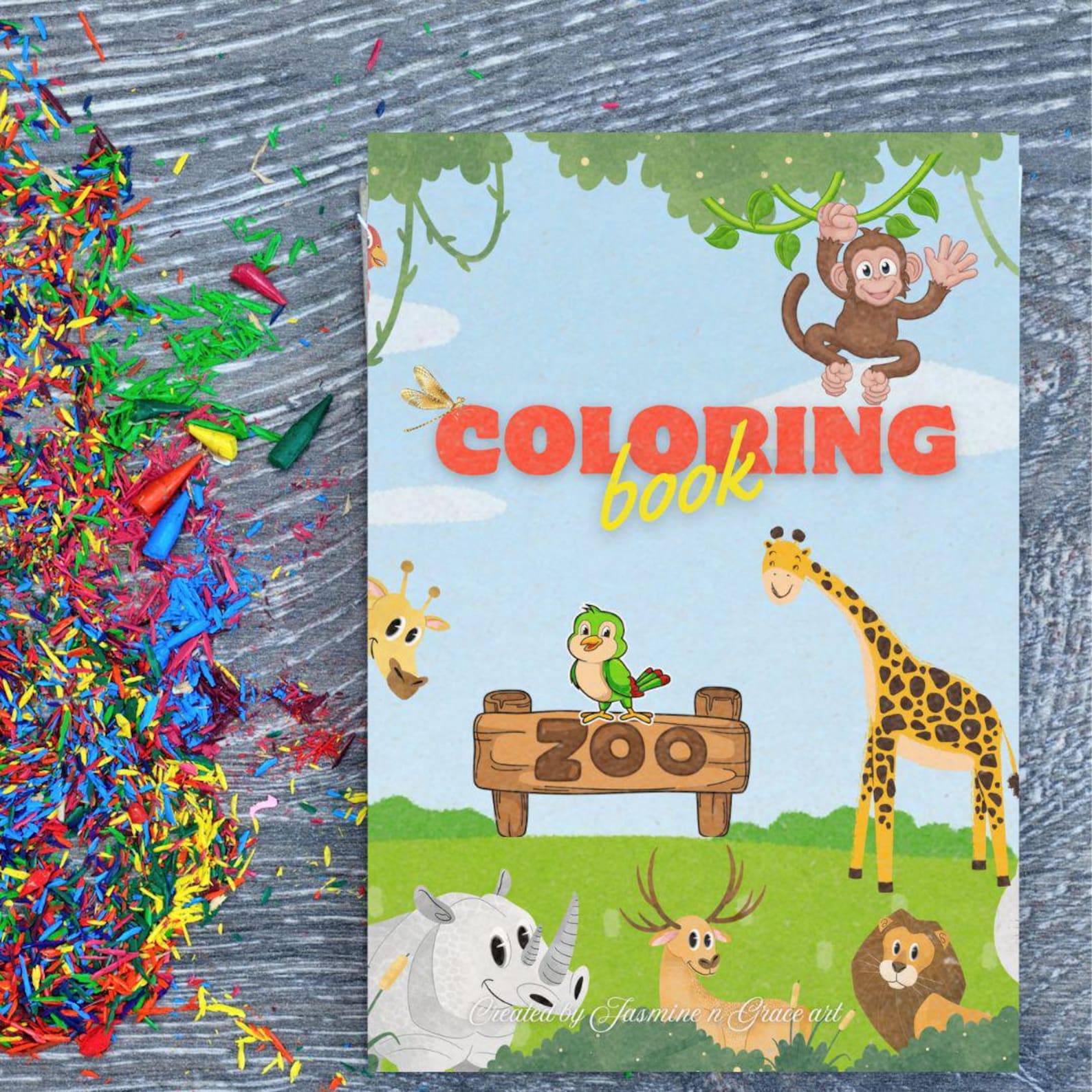 Zoo Animals Coloring Pages: Kids' Activity Book (PDF) - Etsy