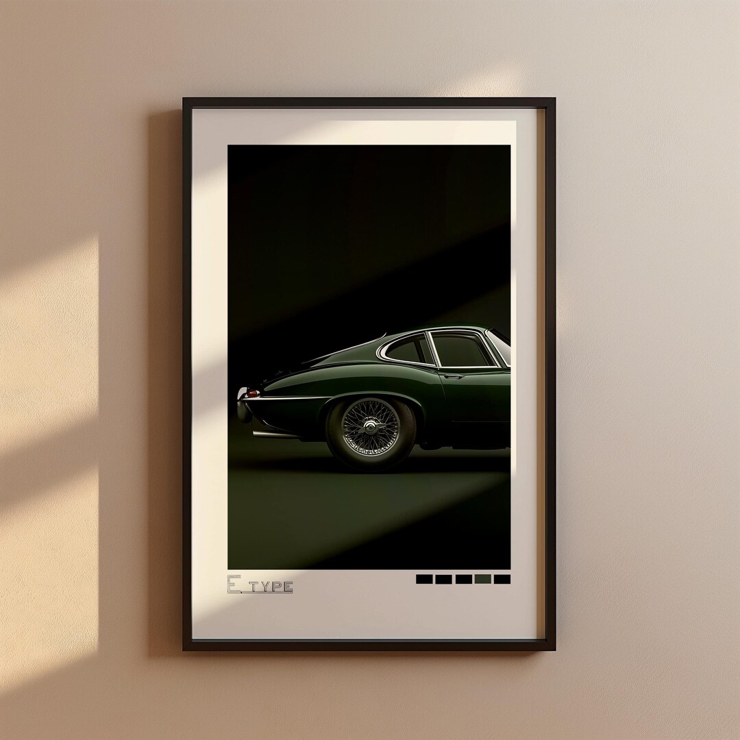 Classic Jaguar E-type Digital Print | Retro Car Wall Art & Poster ...