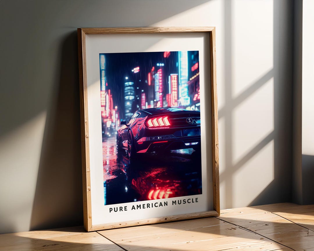 American Muscle Car Poster, Mustang Wall Art, Garage Decor for Car ...