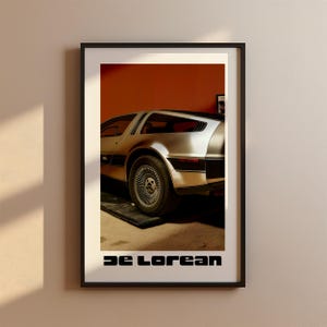 Classic Delorean DMC-12 Poster, Retro Car Wall Art, Digital Print for ...