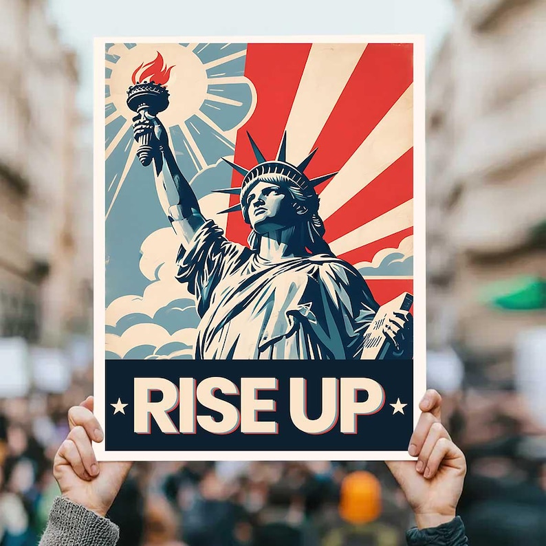 Anti-trump Protest Posters, Rise Up, Statue of Liberty Art (digital ...