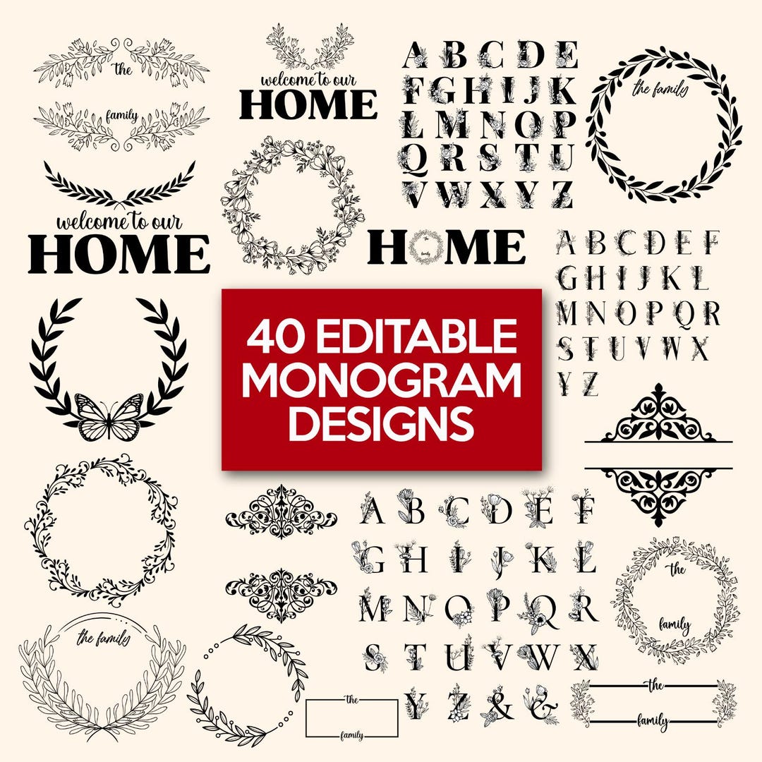 Family Name Monogram SVG Bundle: 40 Unique Designs (personal Use Only ...