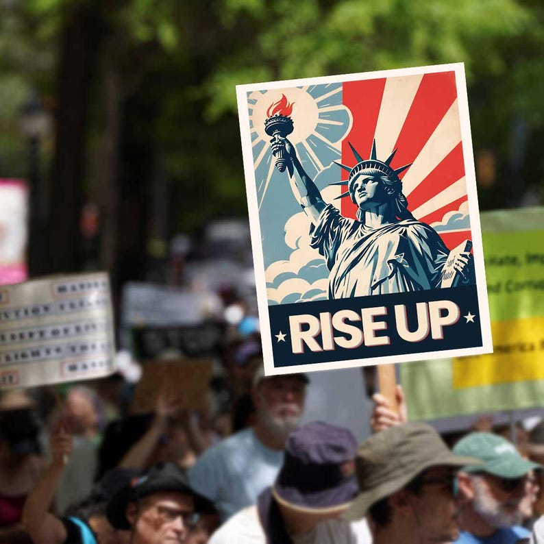 Anti-trump Protest Posters, Rise Up, Statue of Liberty Art (digital ...