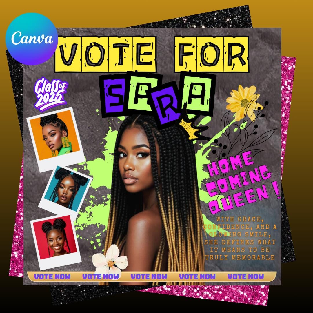 Homecoming Queen/king Campaign Flyer, HOCO Flyer, Editable Canva ...