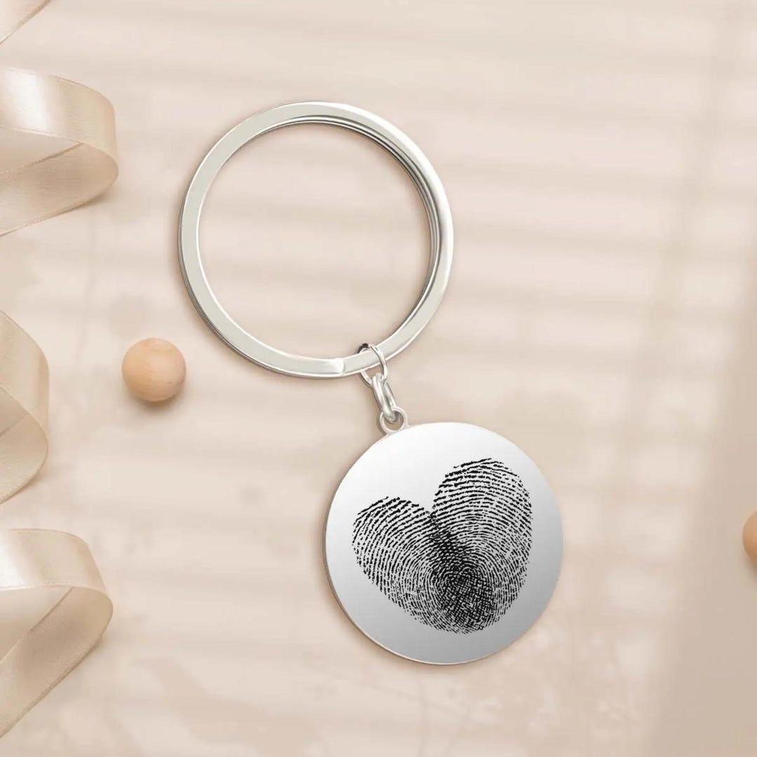 Fingerprint Key Chains With Custom Names for Couples, Personalized Key ...