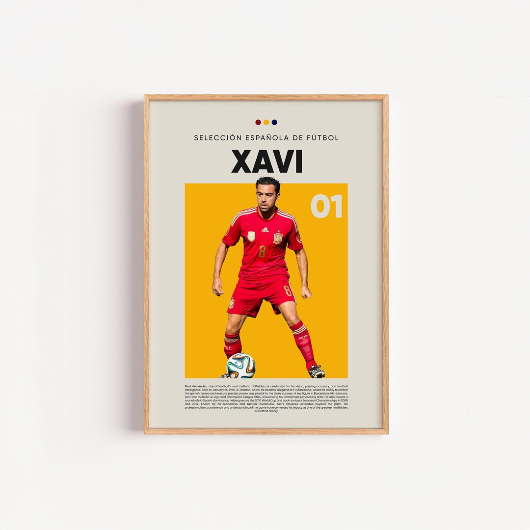 Xavi Poster, Spanish Football Poster, Soccer Wall Art, Minimalist ...