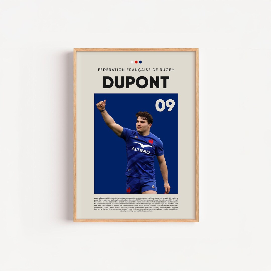 Antoine Dupont Poster, France Rugby Team Poster, Rugby Wall Art ...