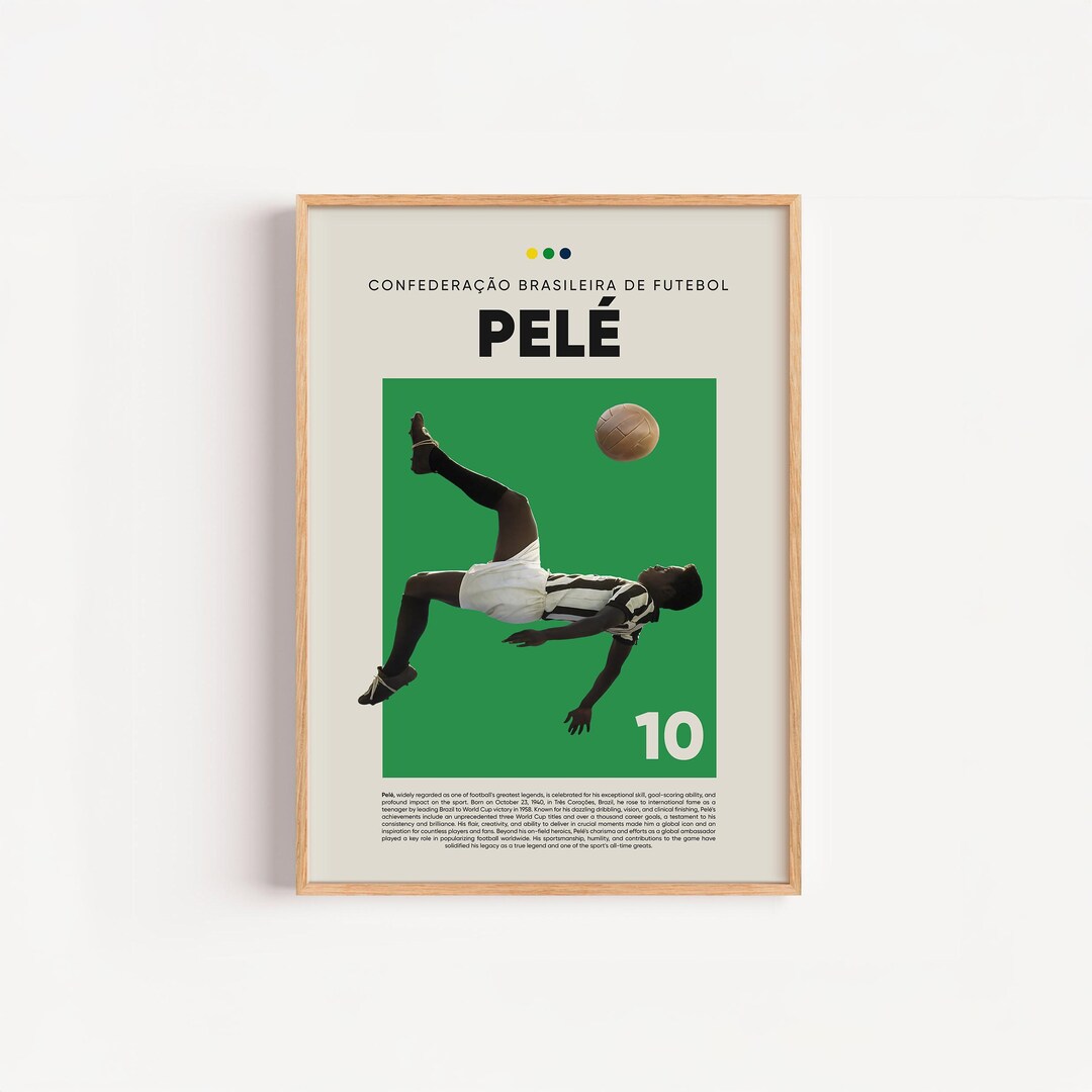 Pele Poster, Brazil Football Poster, Soccer Wall Art, Minimalist Sports ...