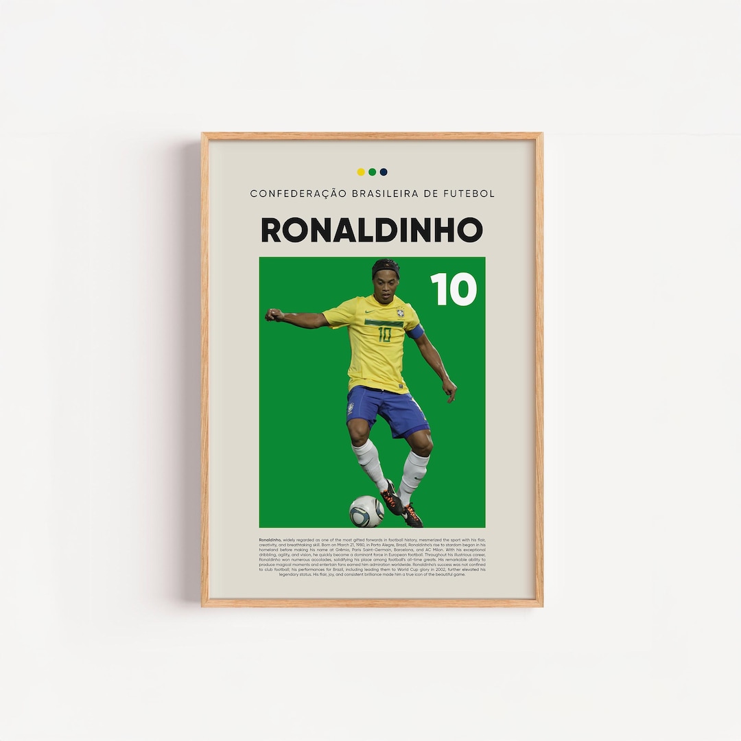 Ronaldinho Poster, Brazil Football Poster, Soccer Wall Art, Minimalist ...