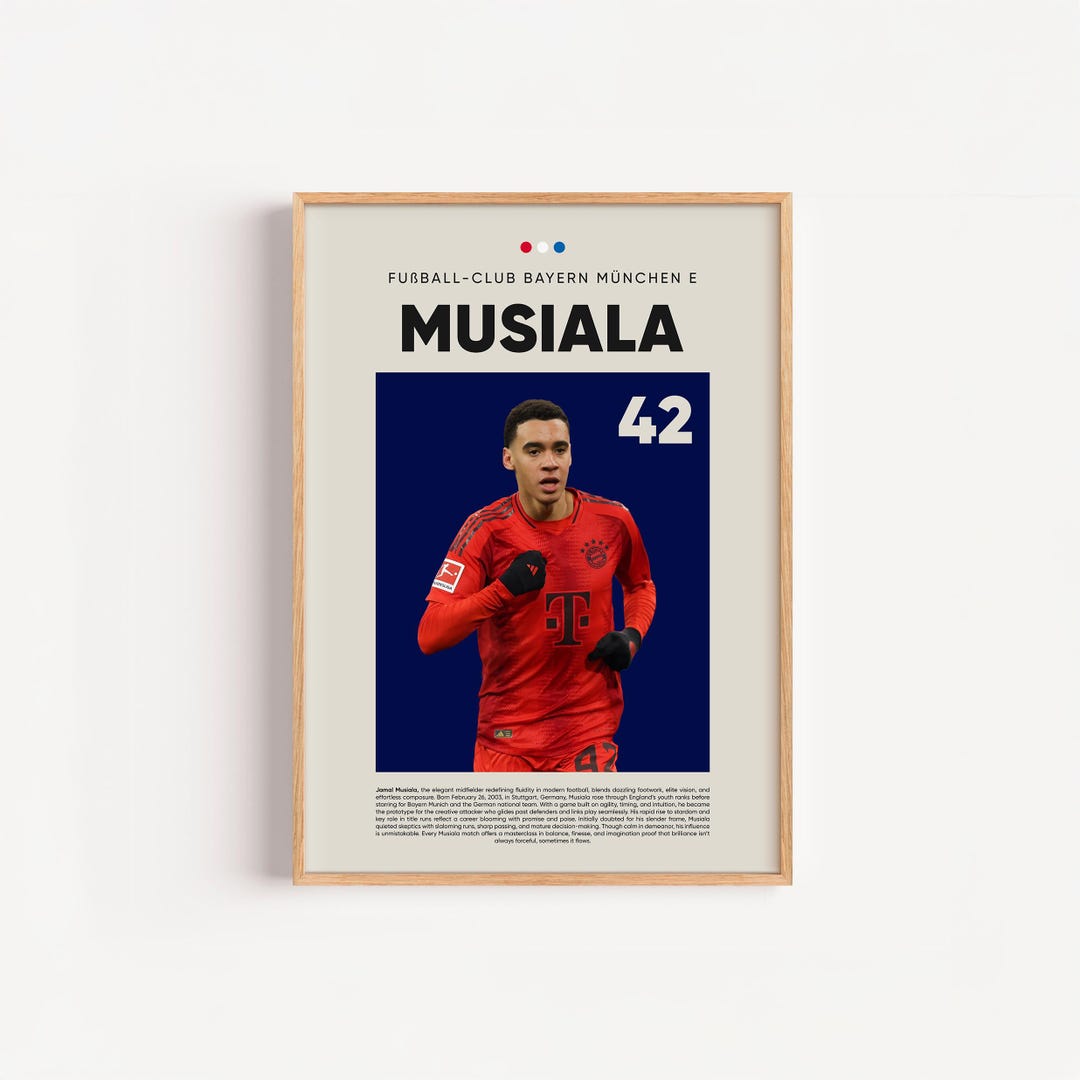 Jamal Musiala Poster, FC Bayern Munich Poster, Soccer Wall Art ...