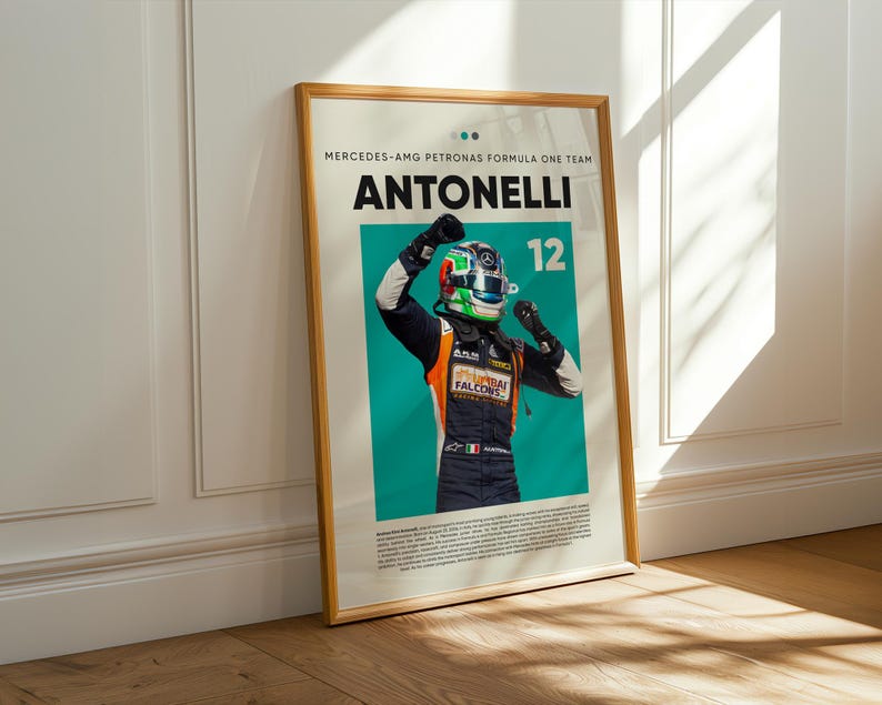 Kimi Antonelli Poster, Mercedes Poster, F1 Wall Art, Minimalist Sports ...