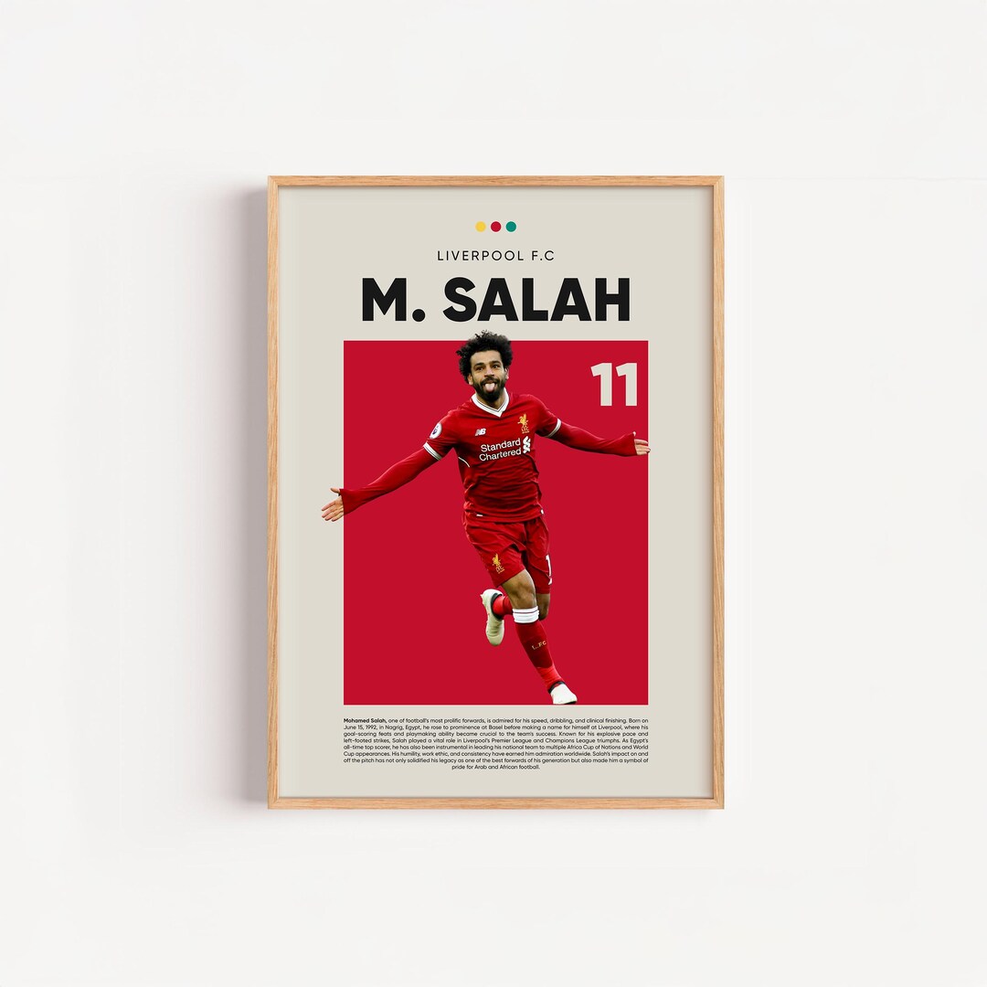 Mohamed Salah Poster, Liverpool Poster, Soccer Wall Art, Minimalist ...