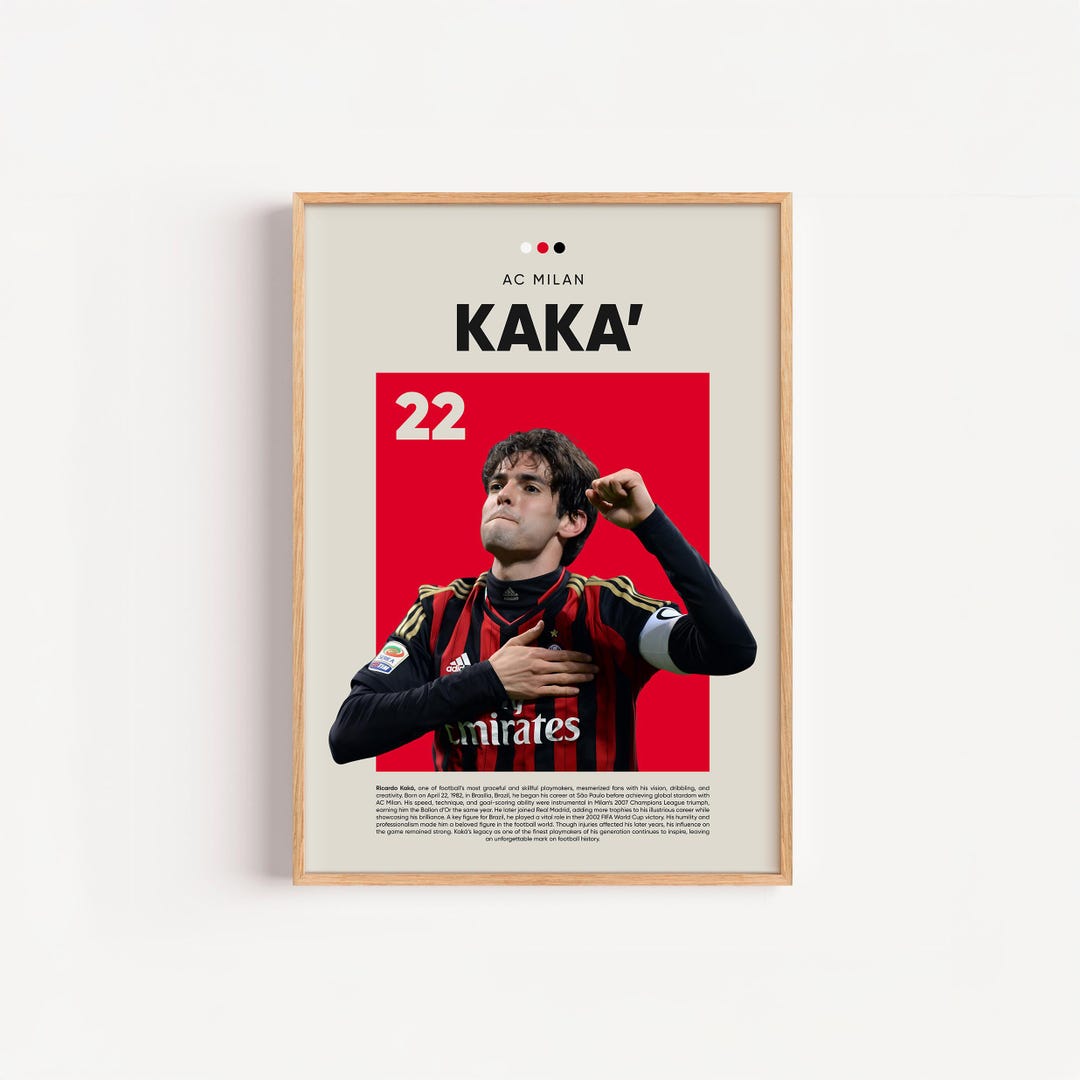 Kaka Poster, AC Milan Poster, Soccer Wall Art, Minimalist Sports Decor ...