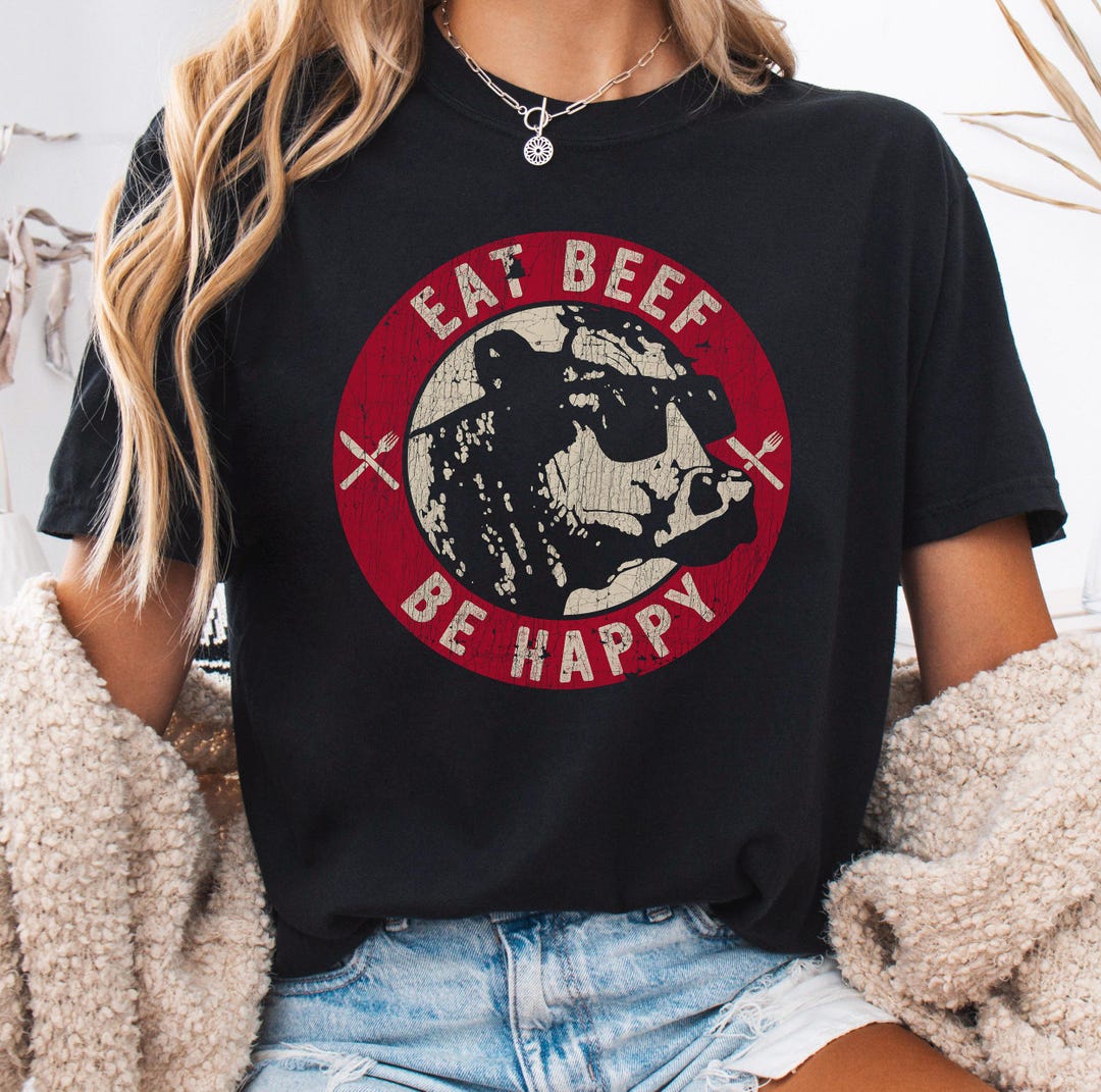 Eat Beef Be Happy Png, Funny Cow Png, Retro Farm Png, Ranch Life Png ...