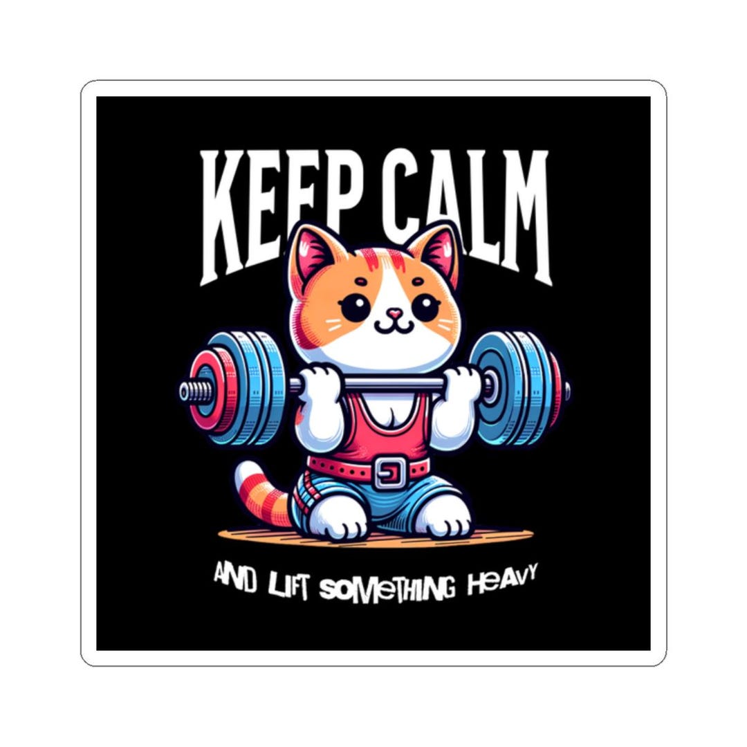 Anime Cat Workout Kiss-cut Stickers, Cute Bright Gym Sticker, Fun Anime ...