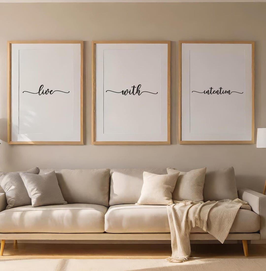 Live With Intention Wall Art • Bedroom Wall Decor • Home Wall Digital ...