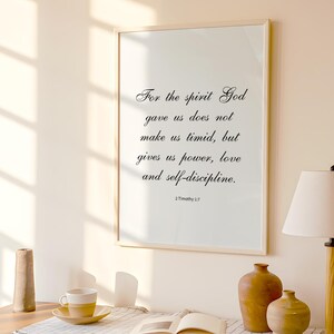 2 Timothy 1:7 Wall Art • Bible Verse Wall Decor • Scripture Digital ...