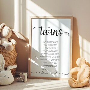 Twins Wall Art • Two Babies Nursery Wall Decor • Baby Room Digital ...