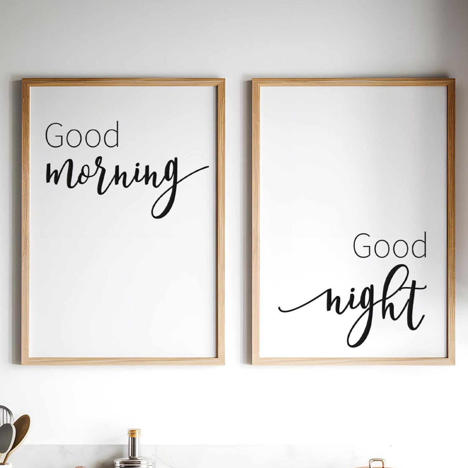 Good Morning Good Night Print Set: Bedroom Wall Art (digital Download ...