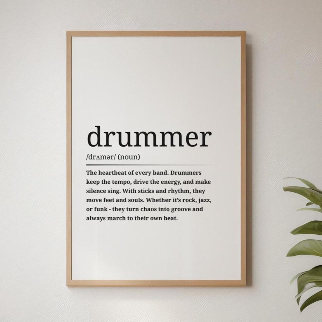 Drummer Definition Art Print: Black and White Musician Gift (digital ...