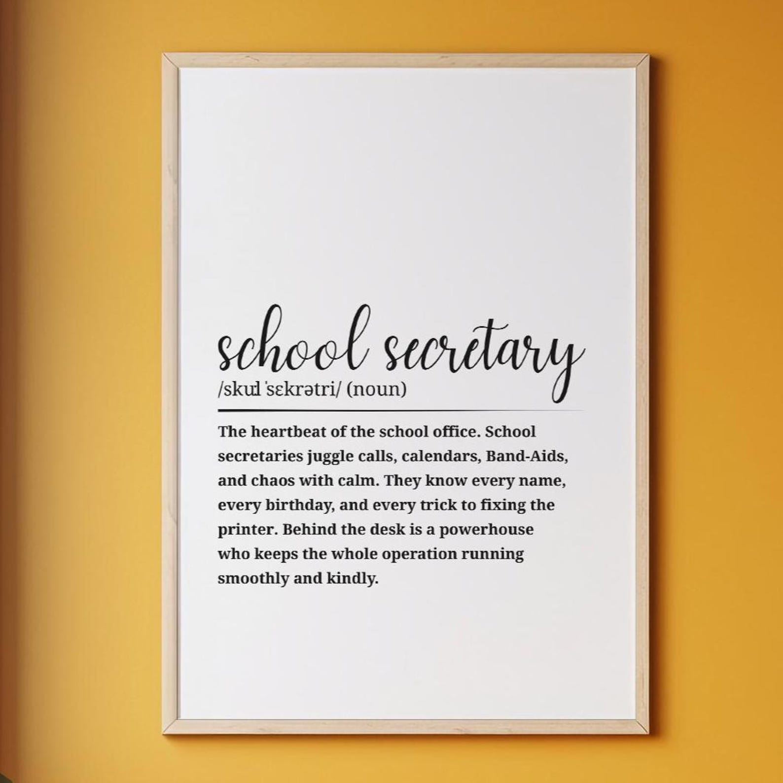 School Secretary Definition Print: Office Staff Appreciation Gift ...