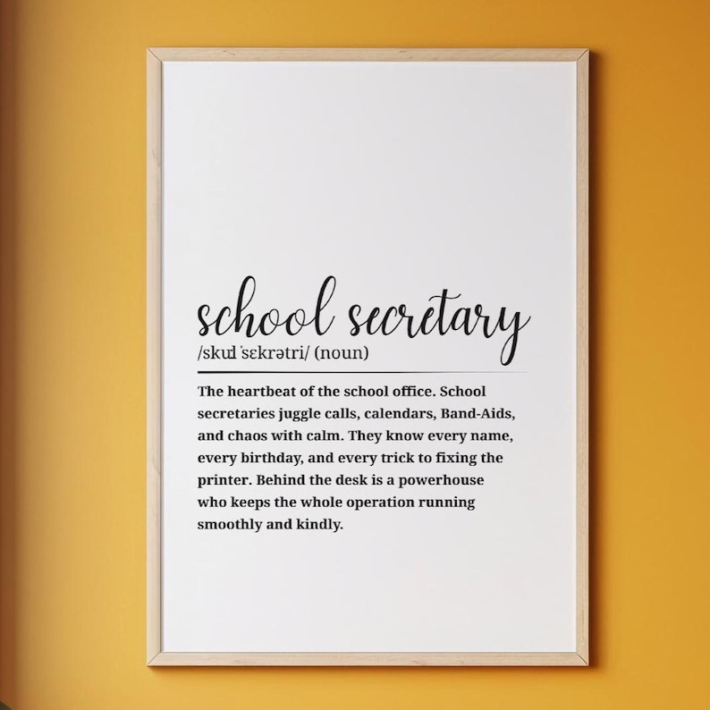 School Secretary Definition Print: Office Staff Appreciation Gift ...