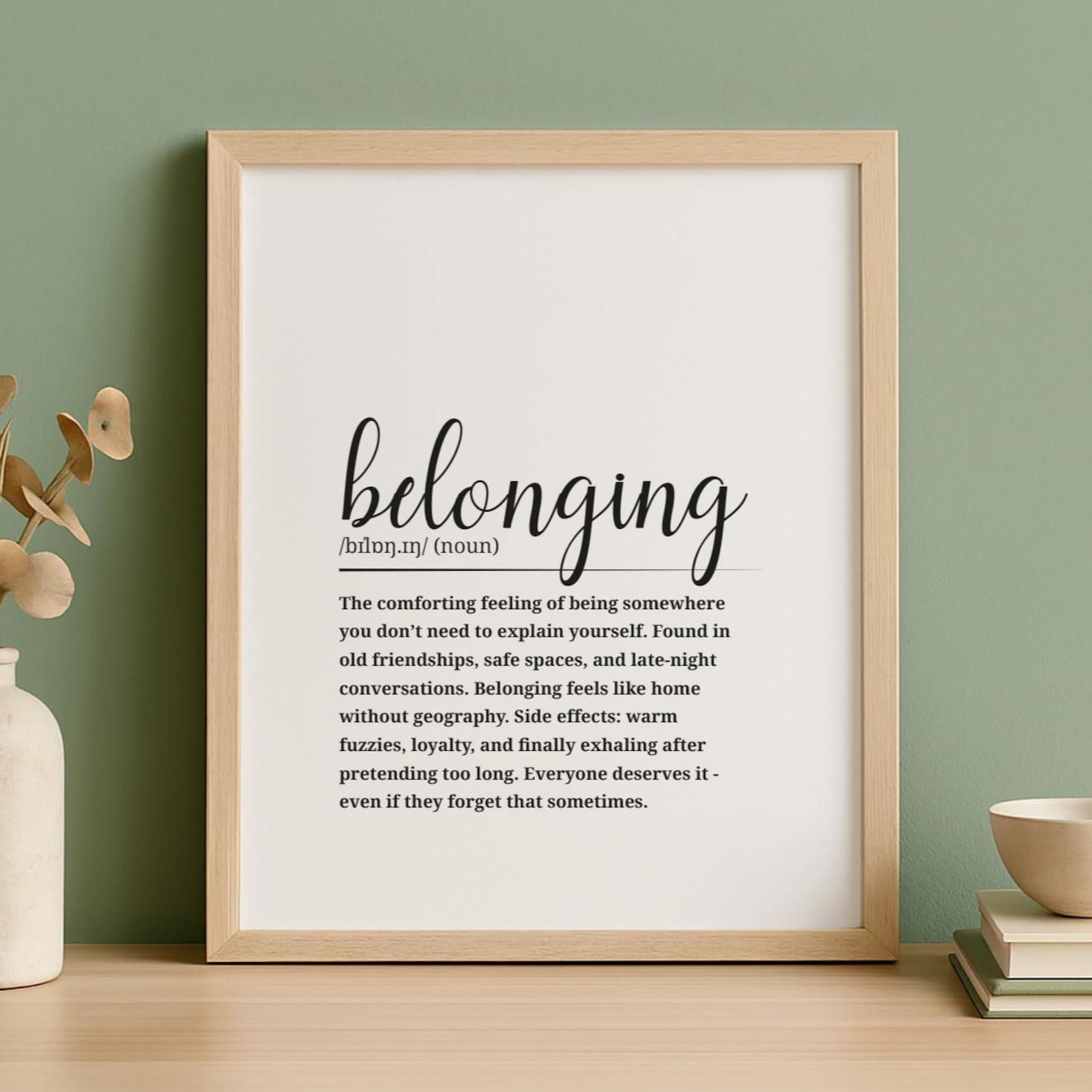 Belonging Definition Poster • Printable Digital Wall Art • Positive ...
