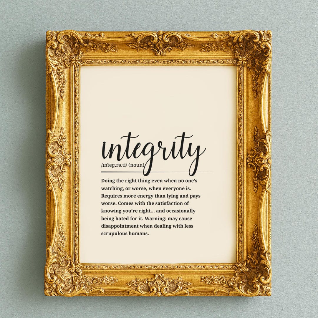 Integrity Definition Poster • Printable Wall Art • Minimalist Digital ...