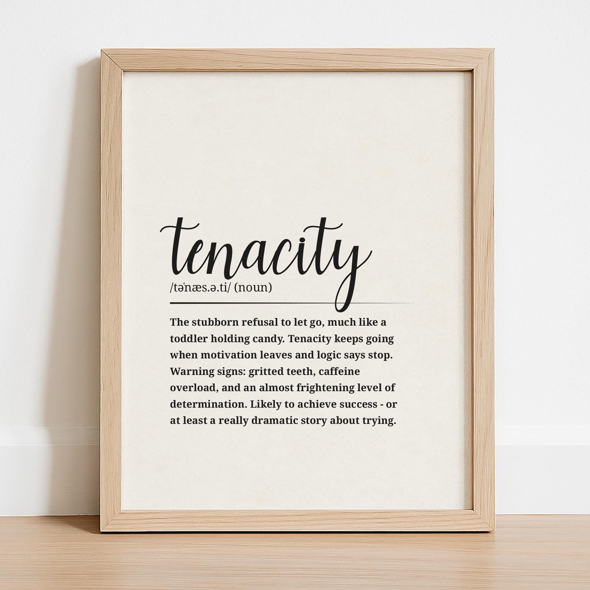 Tenacity Definition Poster • Printable Digital Wall Art • Motivational ...