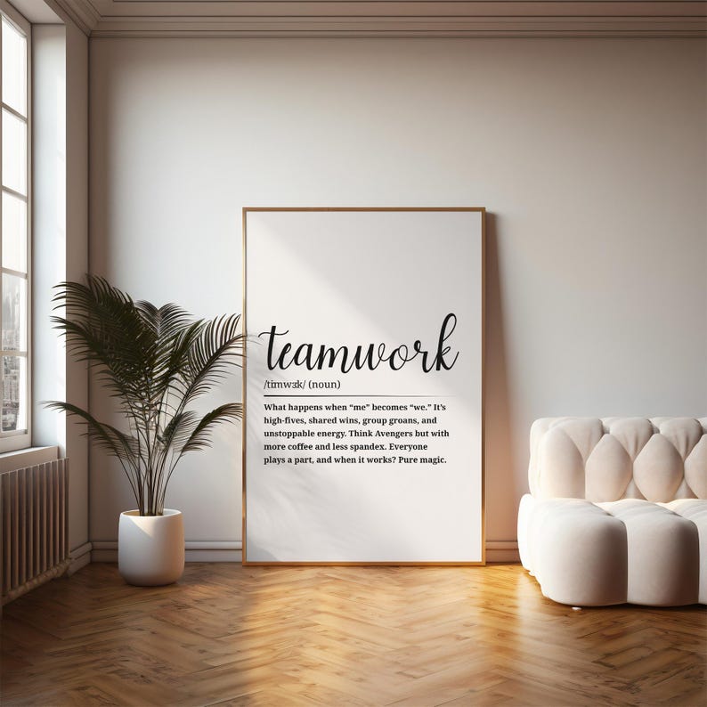 Teamwork Definition Poster • Printable Wall Art • Fun Digital Download ...