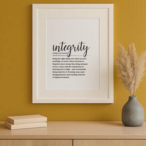 Integrity Definition Poster • Printable Wall Art • Minimalist Digital ...