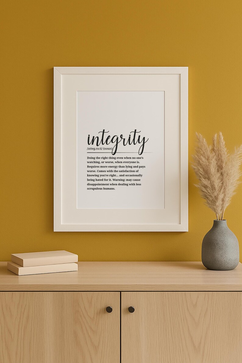 Integrity Definition Poster • Printable Wall Art • Minimalist Digital ...