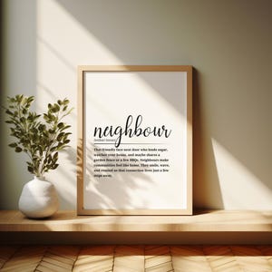 Neighbour Definition Poster • Thoughtful Black and White Printable ...