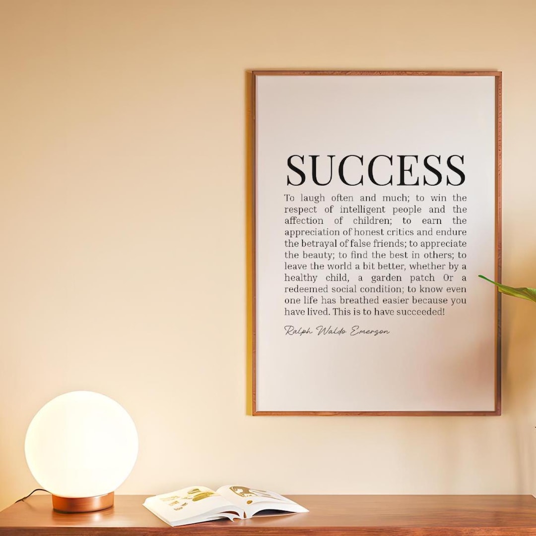 Success Wall Art • Ralph Waldo Emerson Wall Decor • Book Page Printable ...