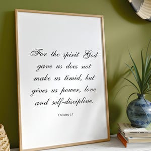 2 Timothy 1:7 Wall Art • Bible Verse Wall Decor • Scripture Digital ...