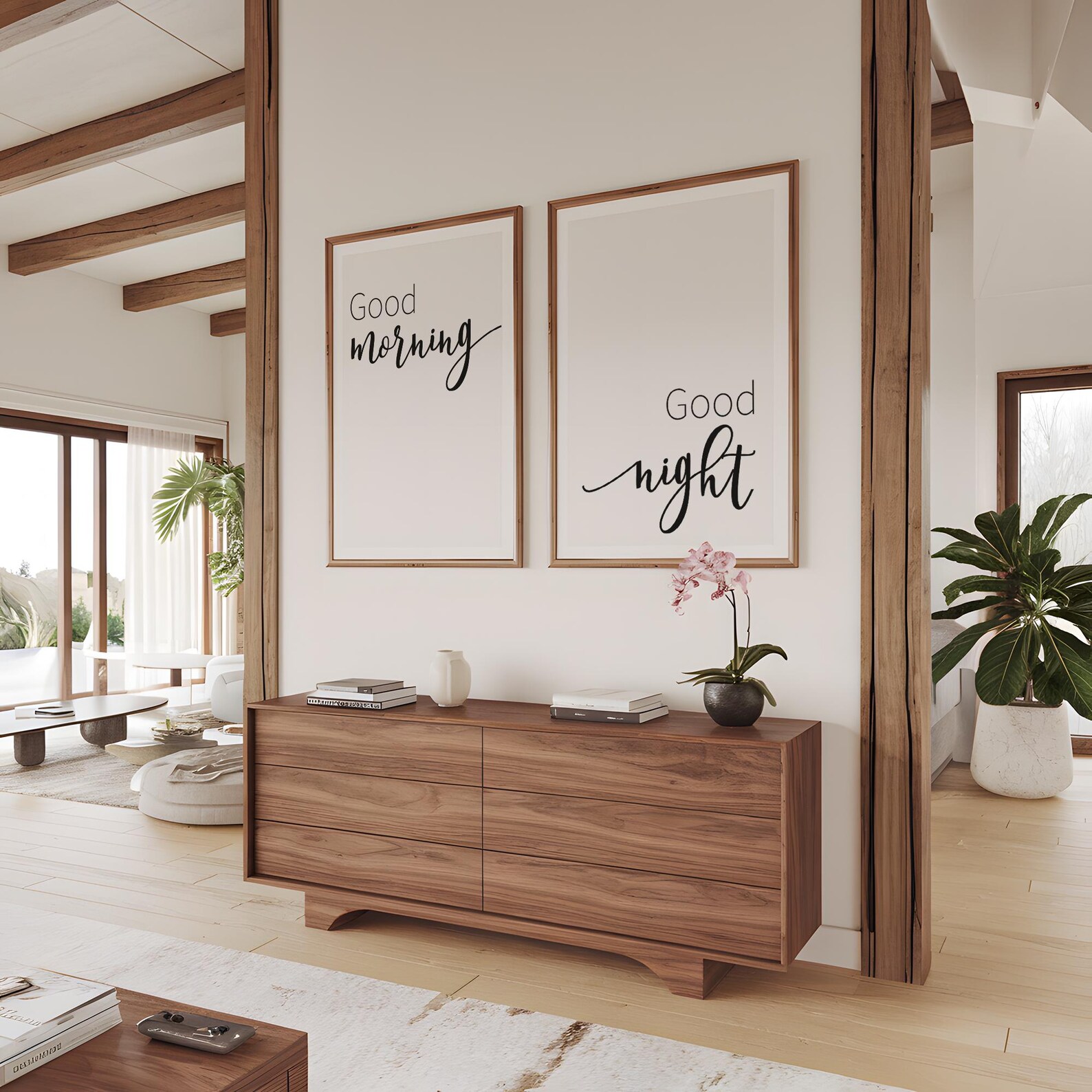 Good Morning Good Night Print Set: Bedroom Wall Art (digital Download ...