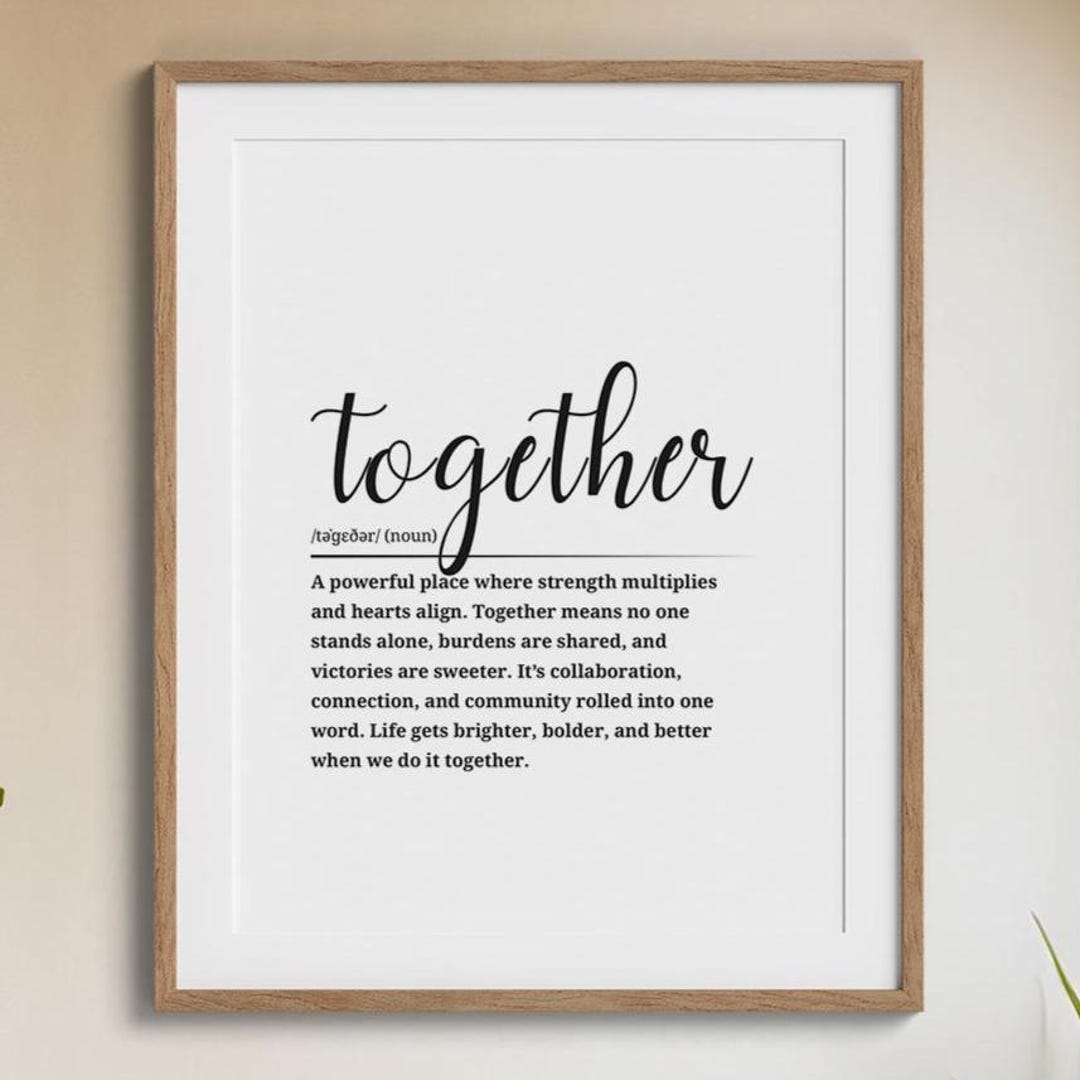 Together Definition Poster • Minimalist Printable Wall Art • Black and ...