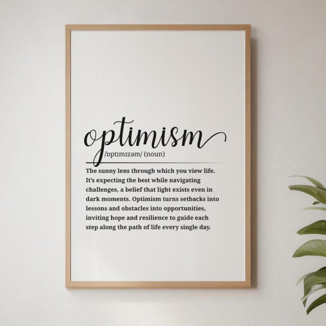 Optimism Definition Print: Black and White Motivational Quote (digital ...