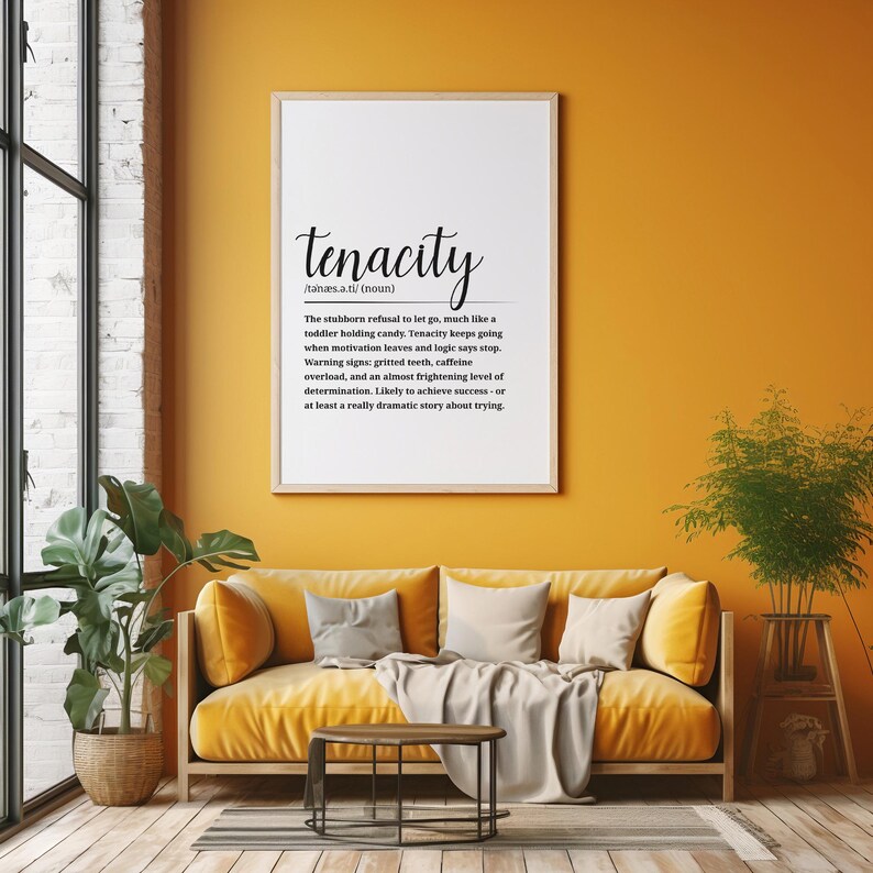 Tenacity Definition Poster • Printable Digital Wall Art • Motivational ...