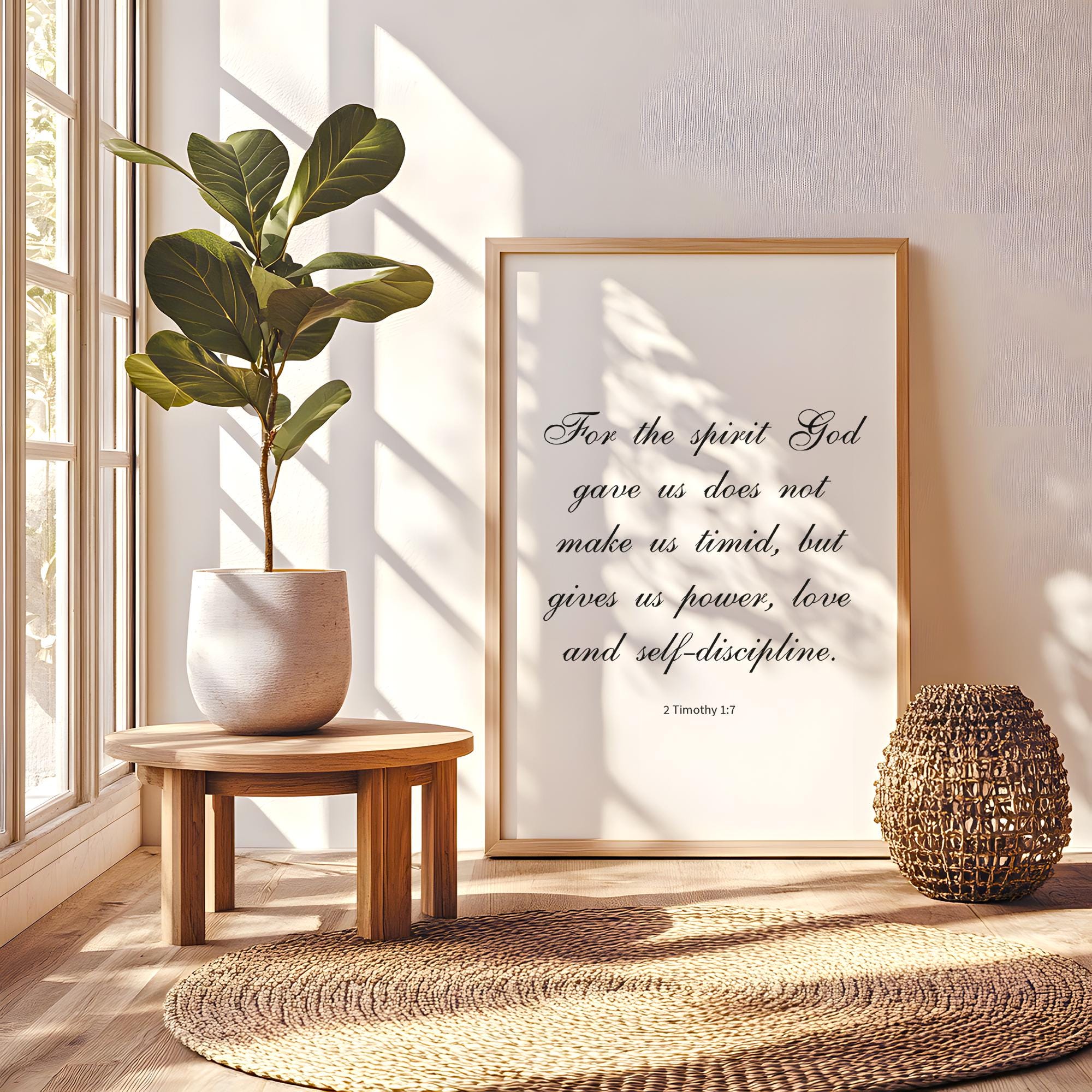 2 Timothy 1:7 Print • Christian Scripture Wall Art • Bible Verse Poster ...