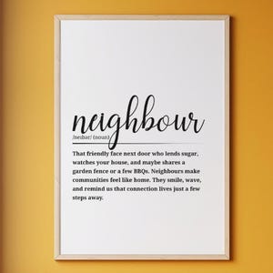 Neighbour Definition Poster • Thoughtful Black and White Printable ...