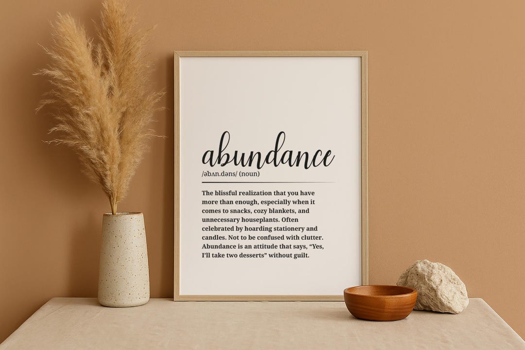 Abundance Definition Poster • Printable Wall Art • Positive Digital ...