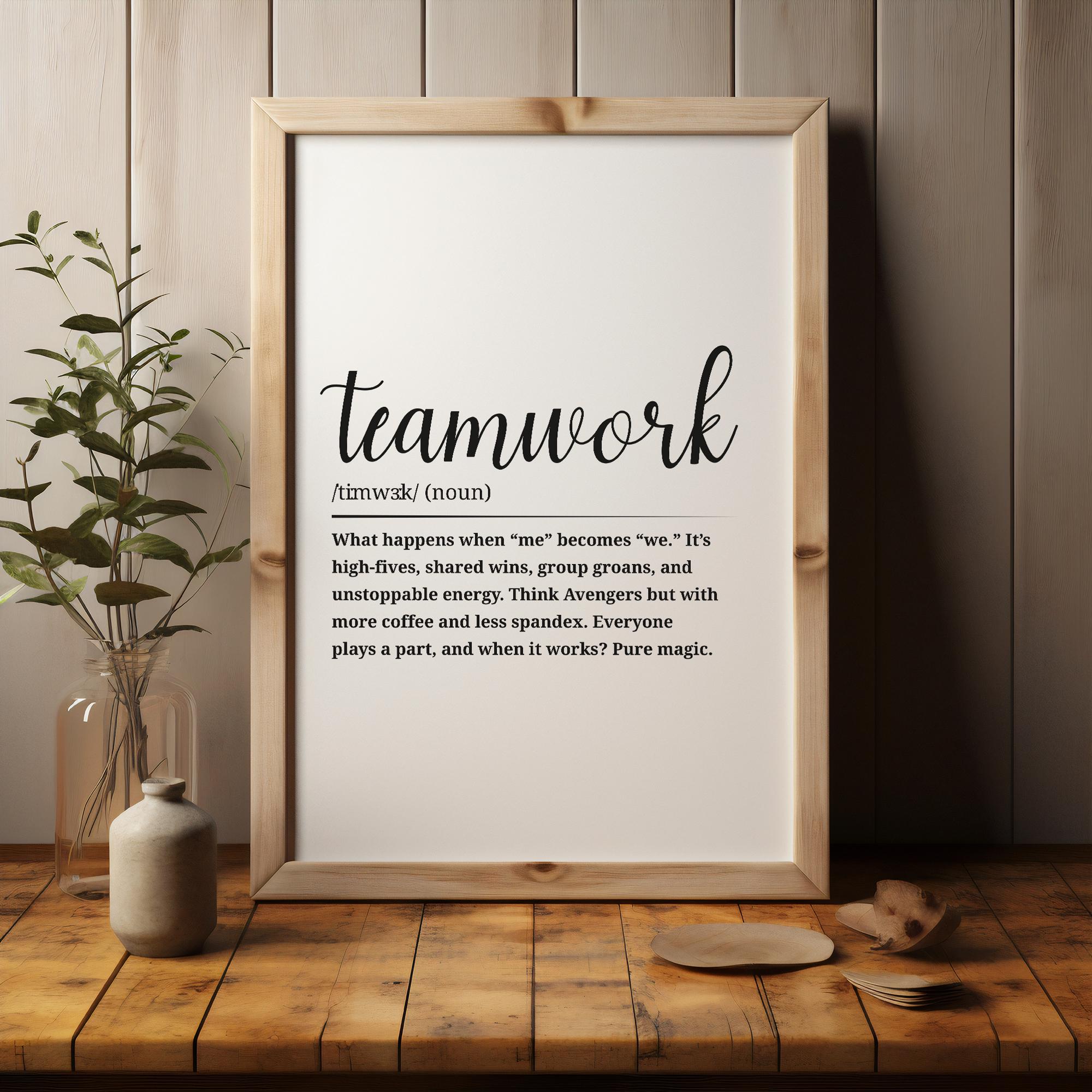 Teamwork Definition Poster • Printable Wall Art • Fun Digital Download ...