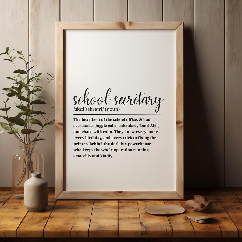 School Secretary Definition Print: Office Staff Appreciation Gift ...