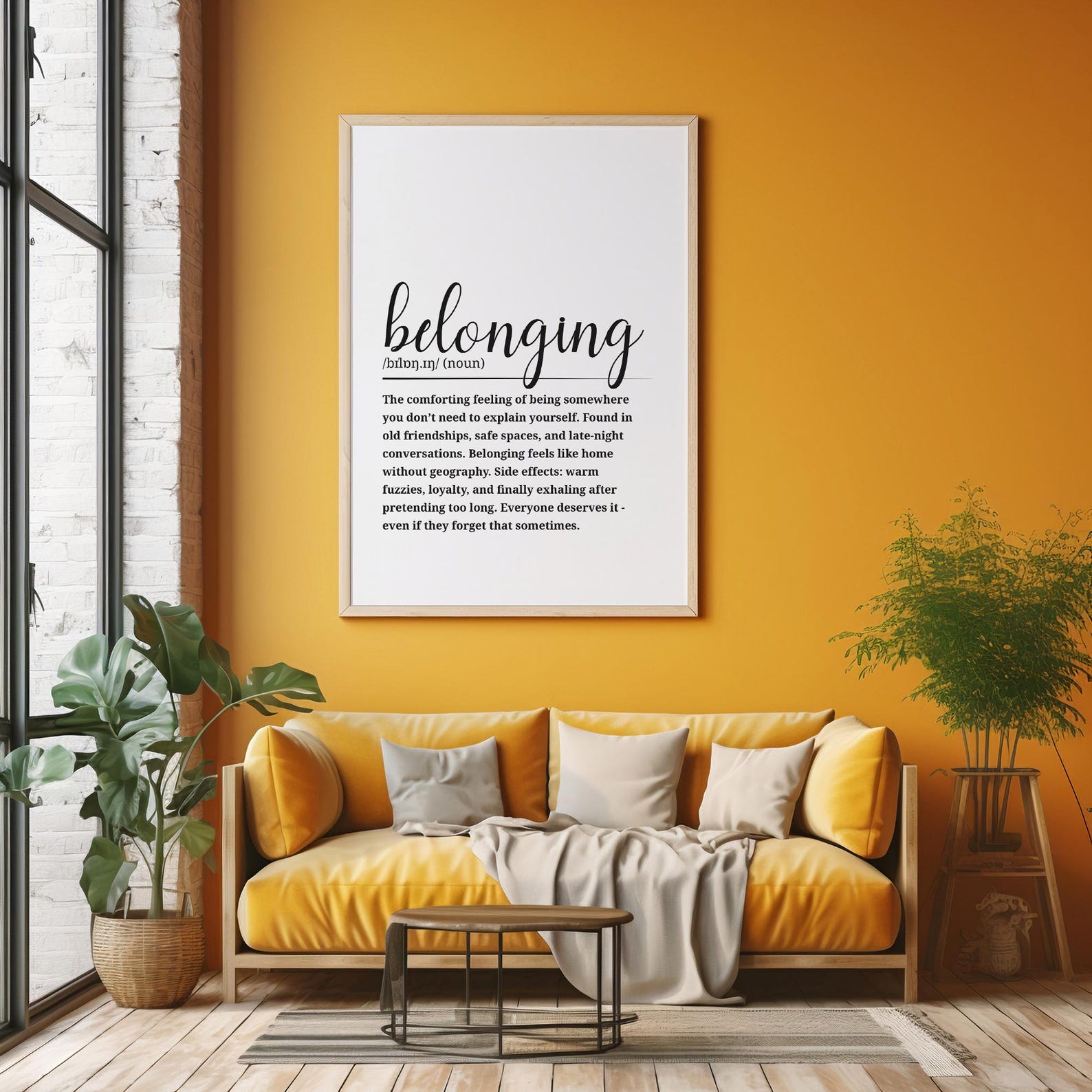 Belonging Definition Poster • Printable Digital Wall Art • Positive ...