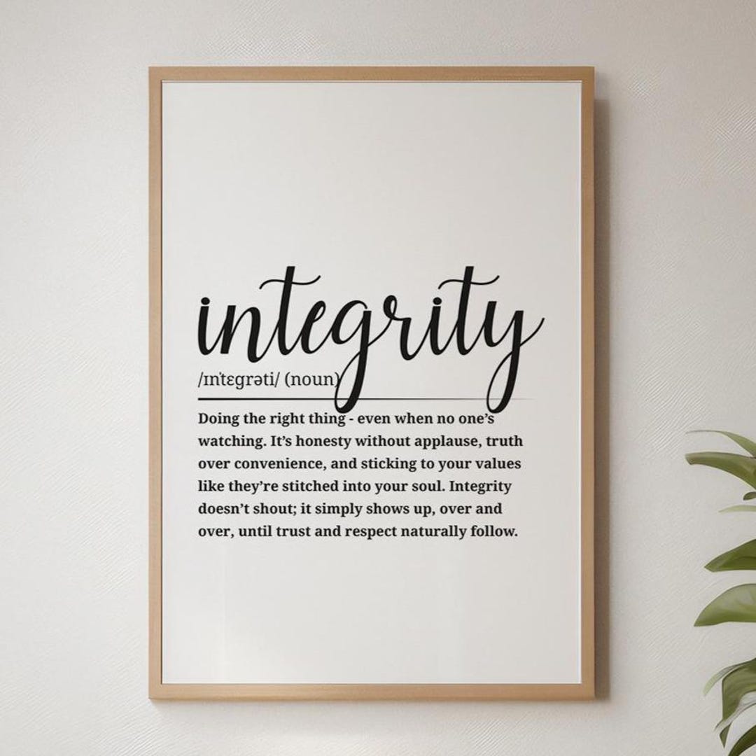 Integrity Definition Print: Fun Home Office Decor (digital Download) - Etsy
