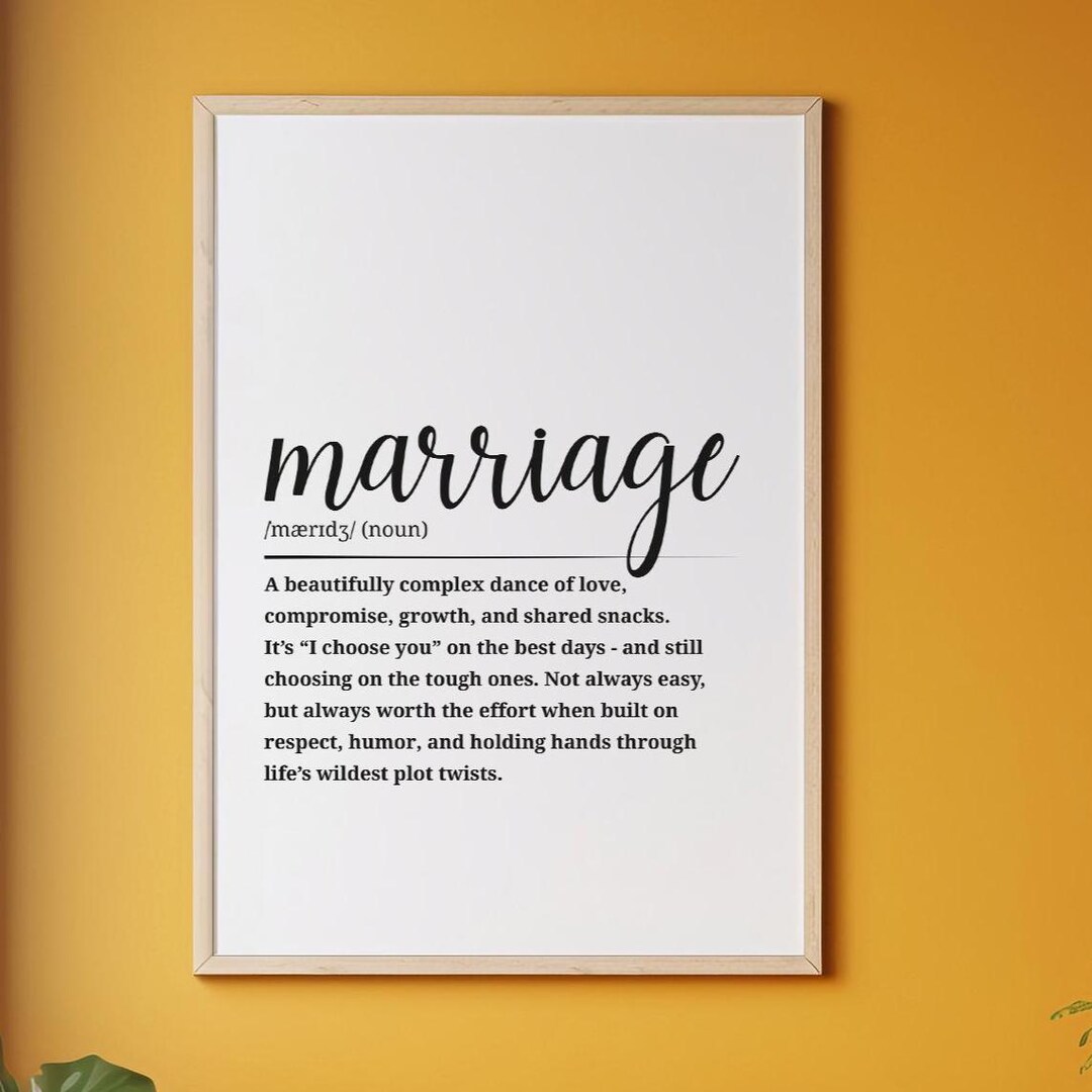 Marriage Definition Art Print: Fun Home Office Decor (digital Download ...