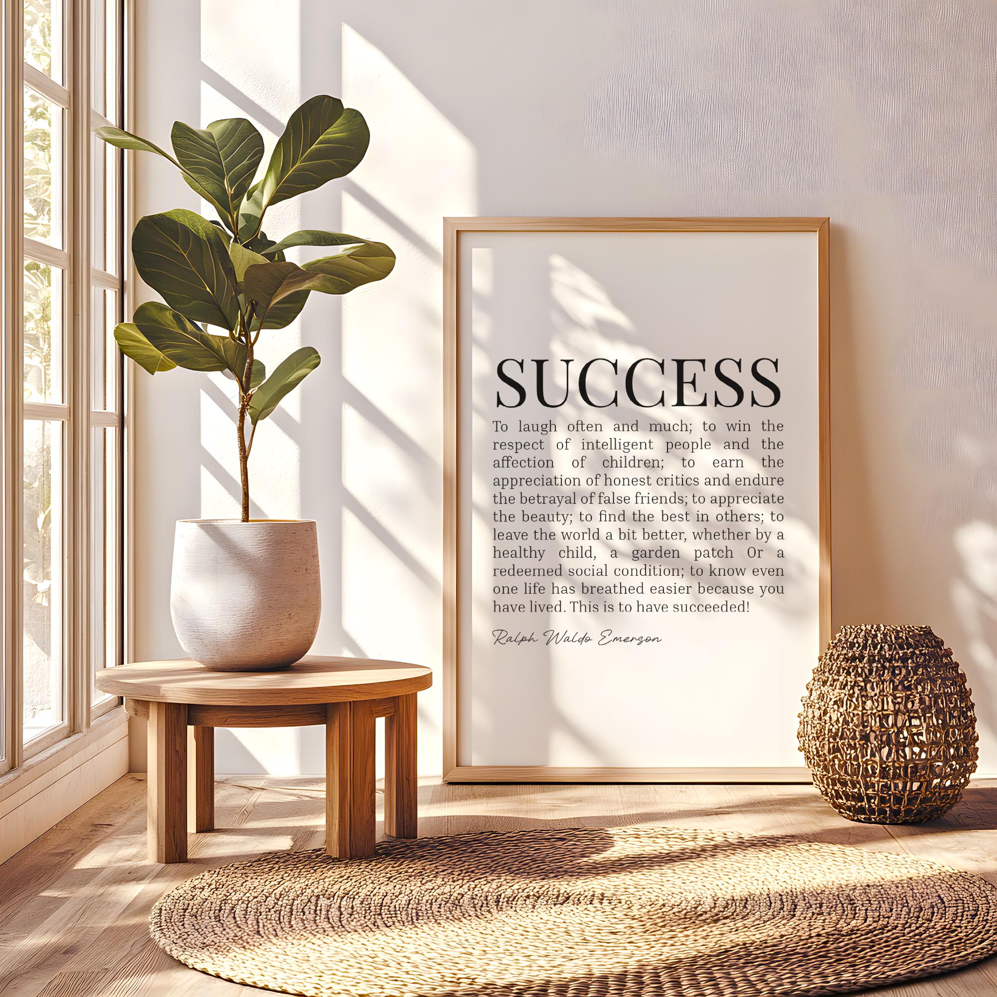 Success Wall Art • Ralph Waldo Emerson Wall Decor • Book Page Printable ...