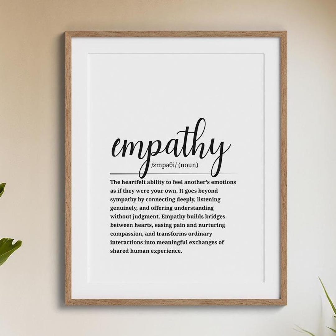 Empathy Definition • Compassion & Understanding Wall Art • Black and ...